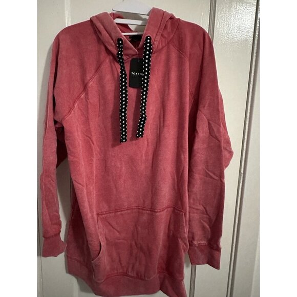 torrid | Sweaters | Torrid Red Mineral Wash Long Sleeve Everyday Fleece ...
